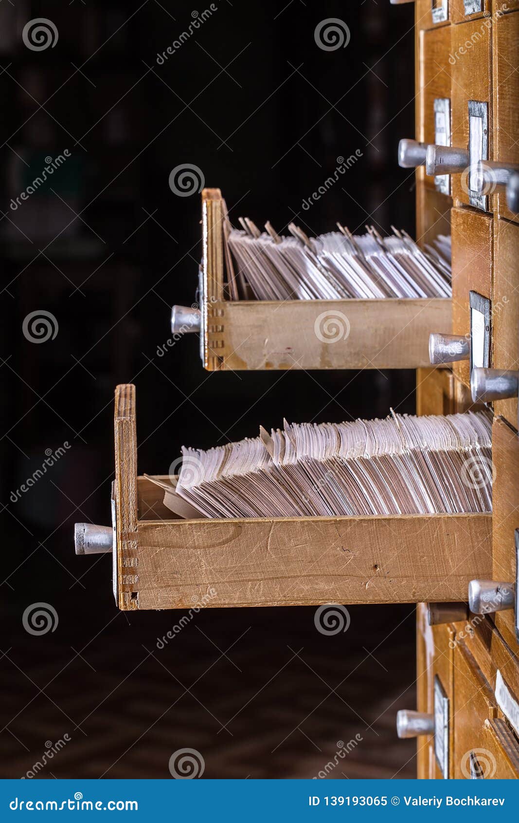 Old Wooden Card Catalog in the Archive Library Stock Image - Image of ...