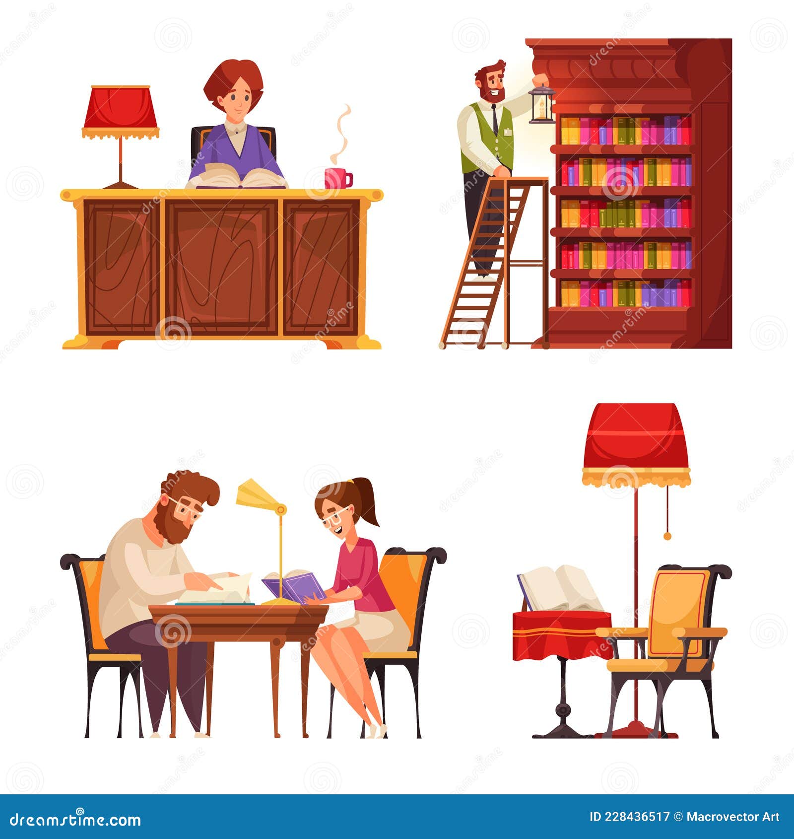 Old Library Book Composition Stock Vector - Illustration of academic ...