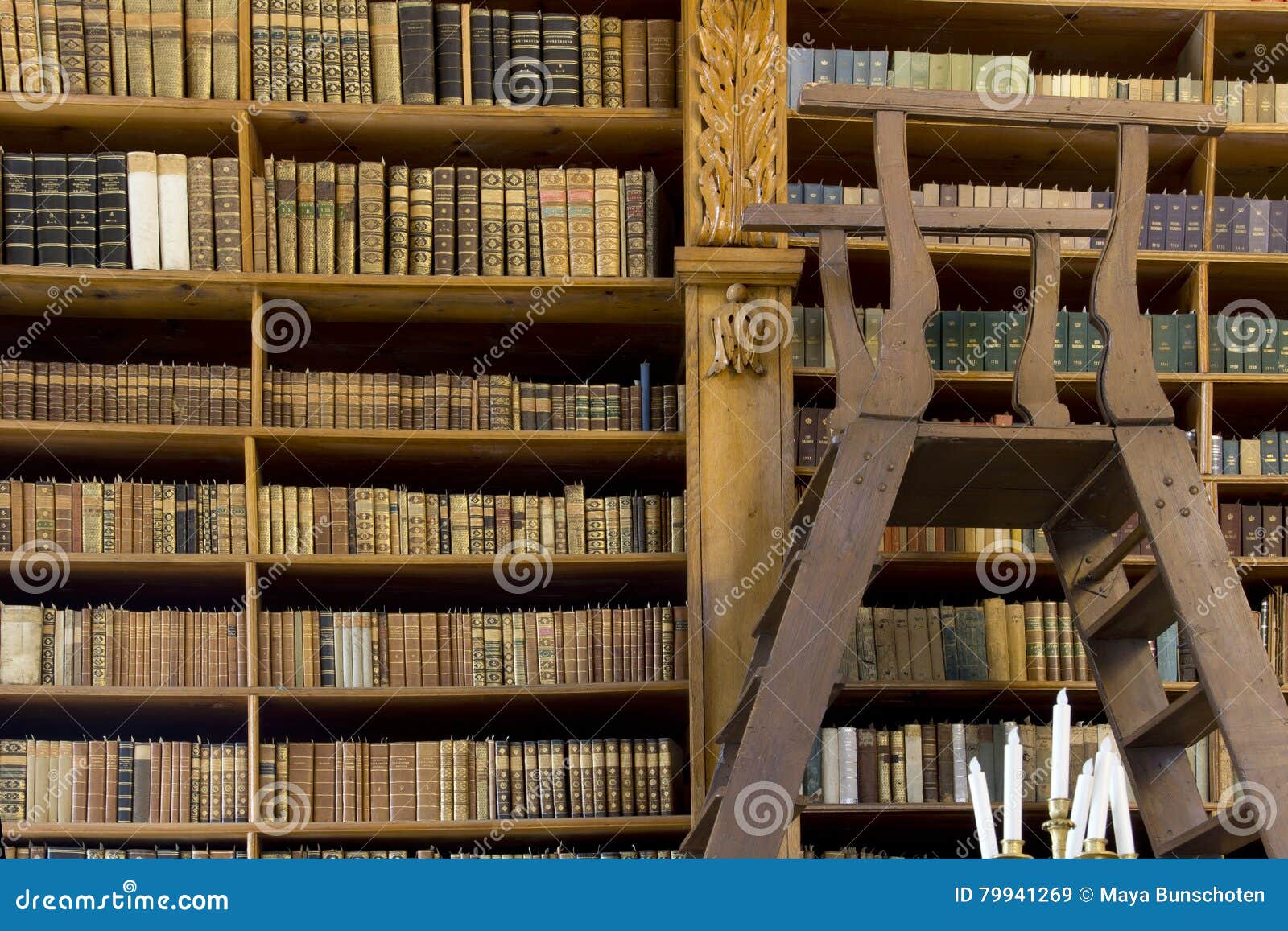 Old library stock image. Image of ladder, world, shelves - 79941269
