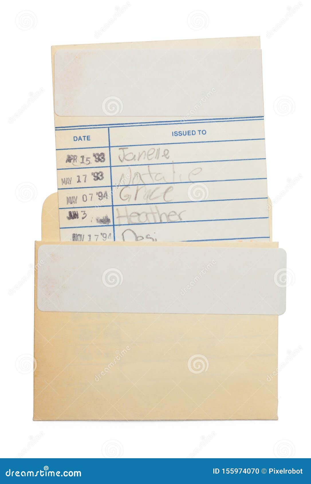 Library Book Check Out Card Stock Photo - Image of library, deadline ...