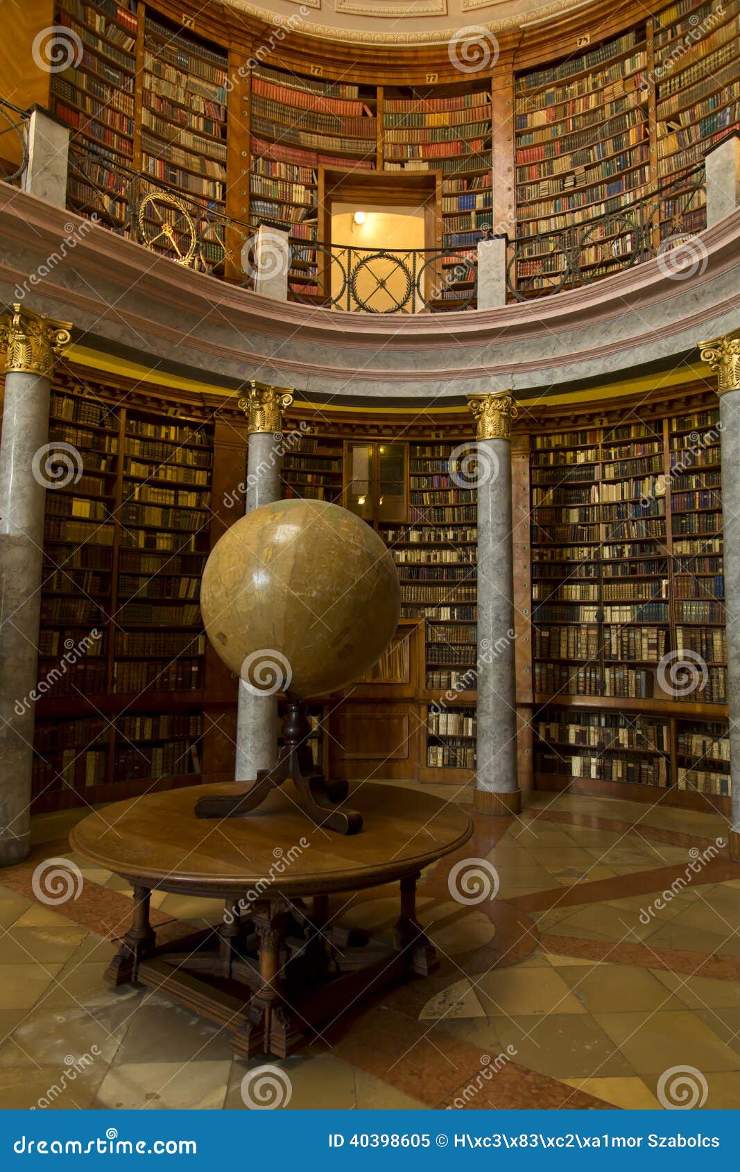 Old Library with Earth Globe, and Columns Editorial Image - Image of ...