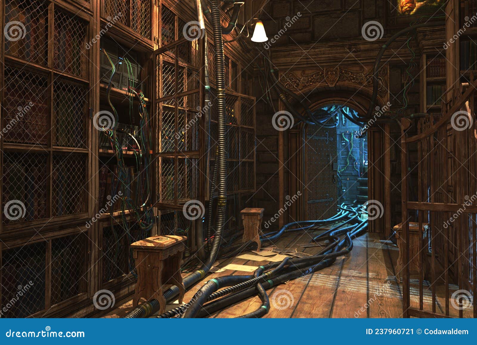 Timber Library Structures In A Parametric Design. Generative AI Stock ...