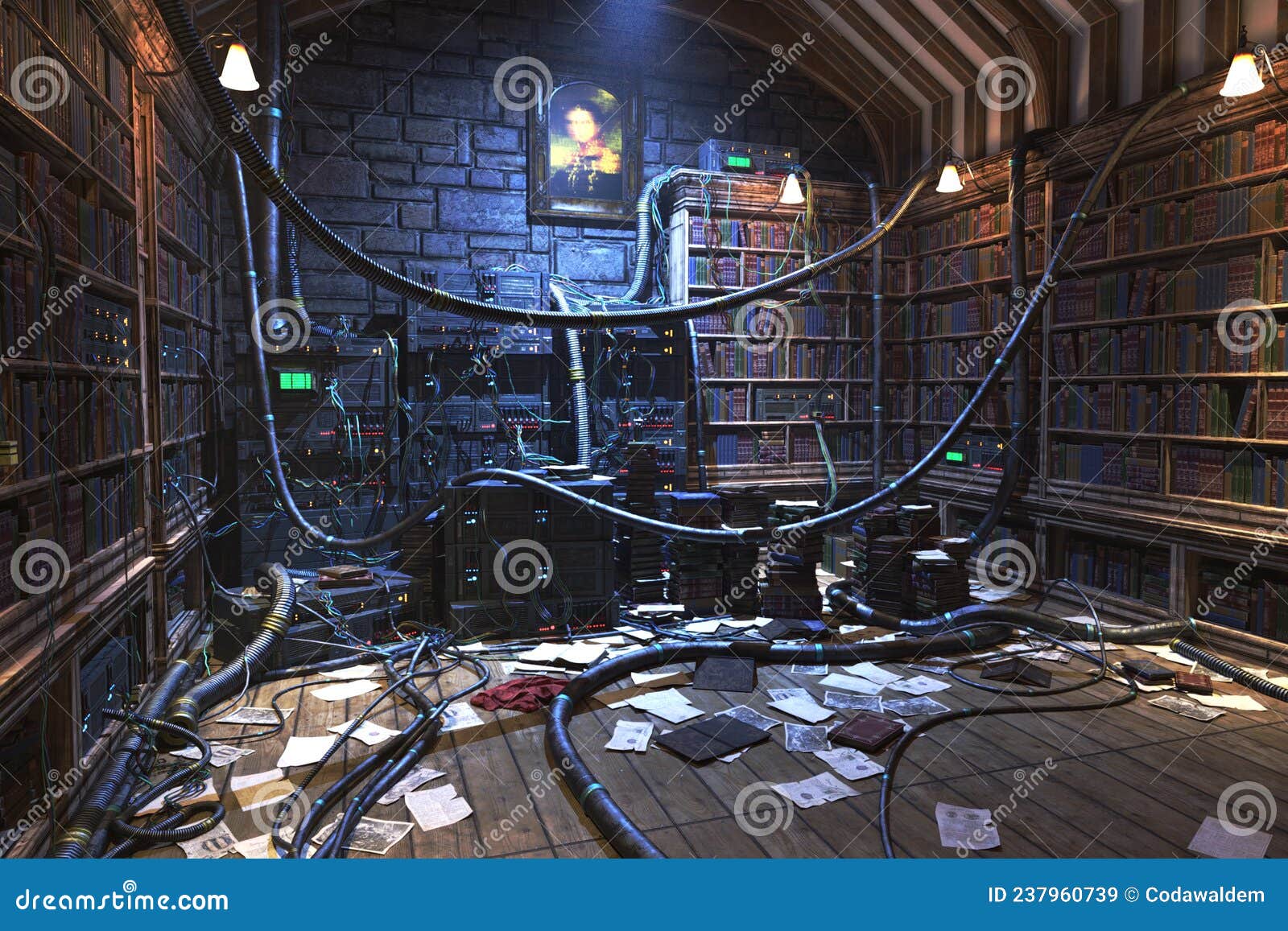 Timber Library Structures In A Parametric Design. Generative AI Stock ...