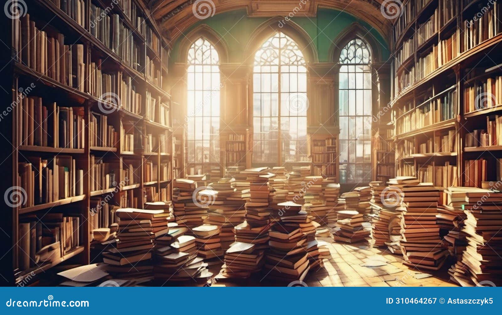 Old library full od books. stock illustration. Illustration of full ...