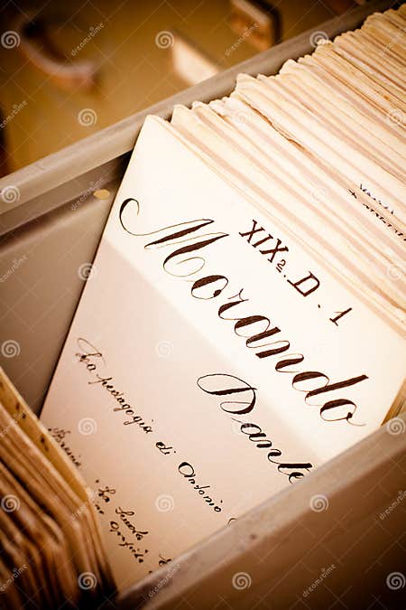 Old Library Index Card from Above Stock Photo - Image of exams ...