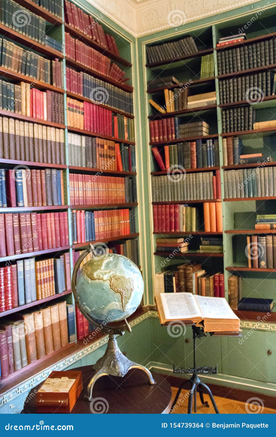 Old Library with Many Books on the Shelf in a Home Stock Photo - Image ...