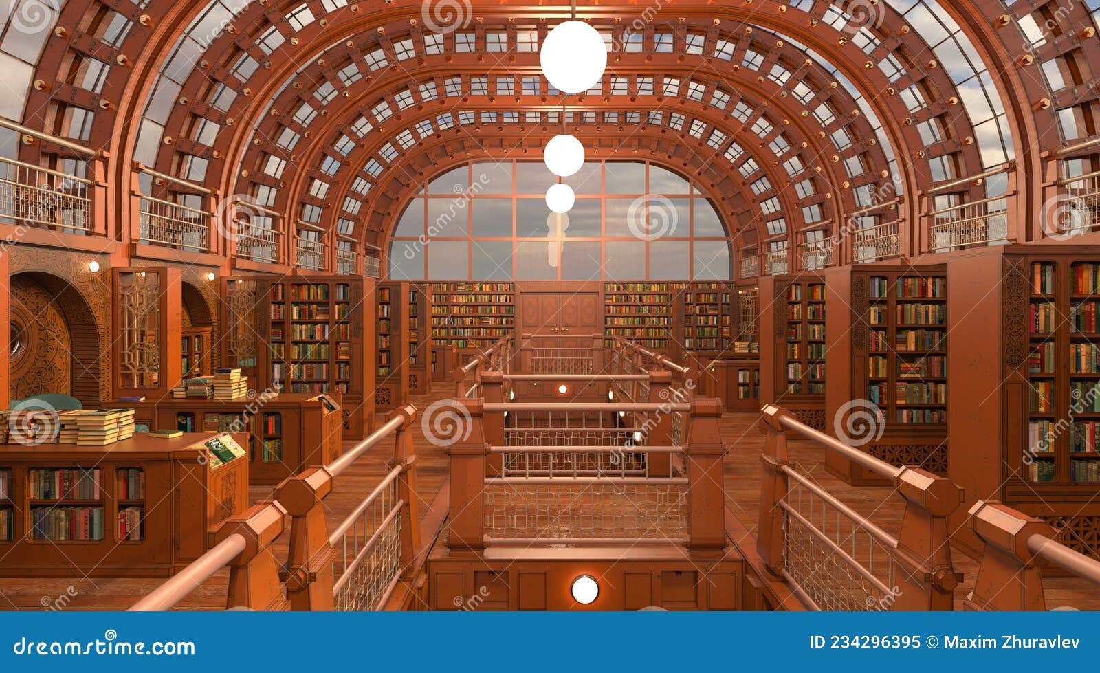 Old Library Room Interior 3d Illustration Stock Illustration ...