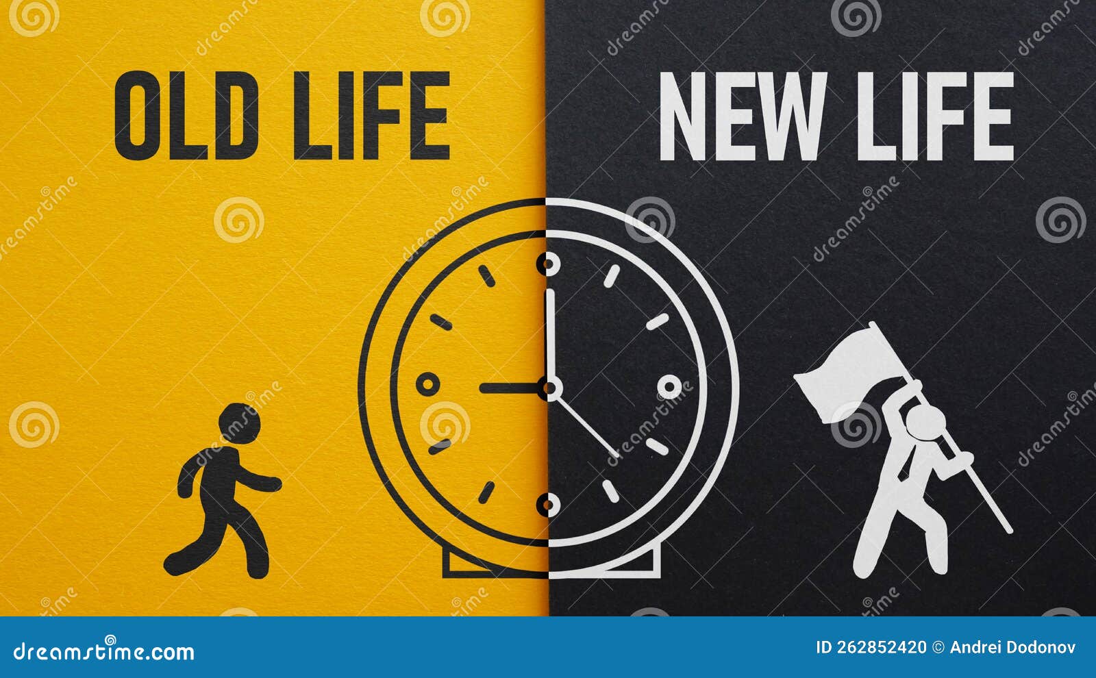 Old Life Versus New Life are Shown Using the Text Stock Photo - Image ...