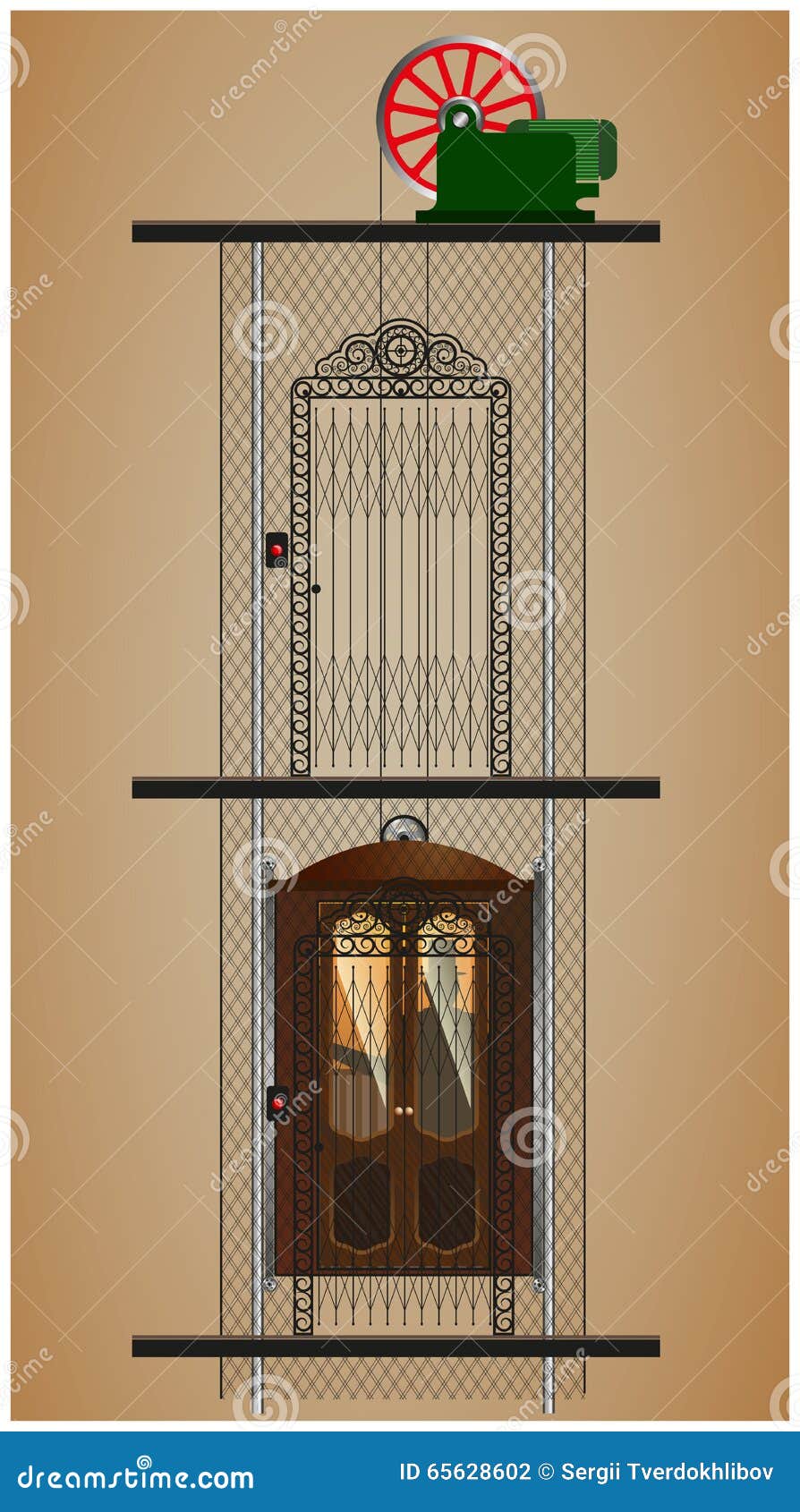 Old lift in the context of stock vector. Illustration of forging - 65628602