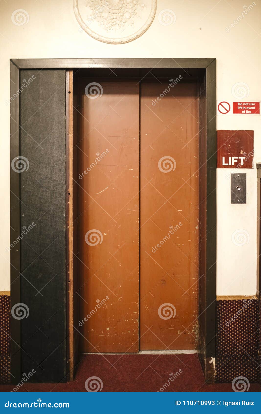 Old lift in a old build stock image. Image of indoors - 110710993