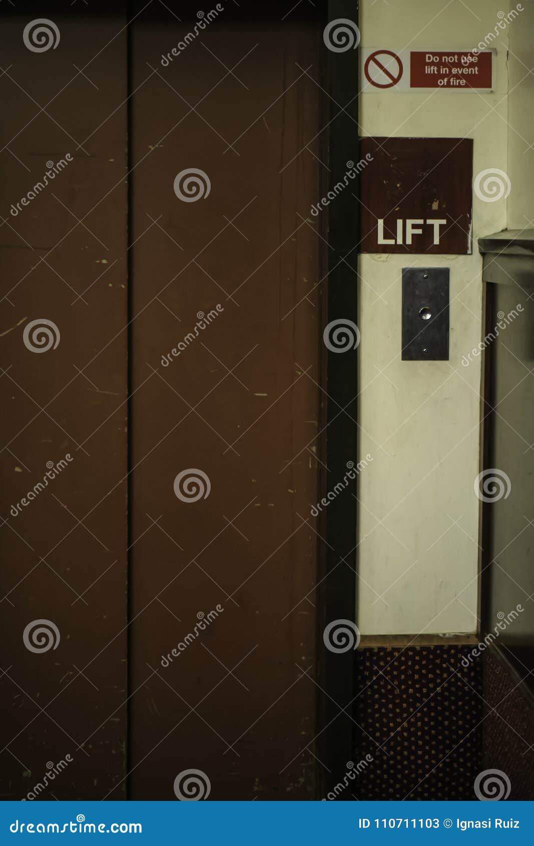 Old lift in a old build stock image. Image of panel - 110711103