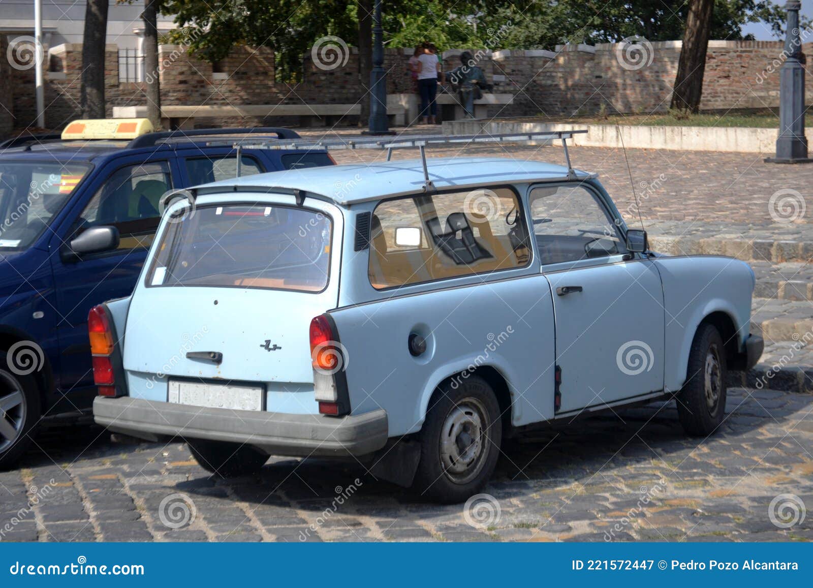 Old Light Blue Car on a Street Stock Image - Image of front, antique ...