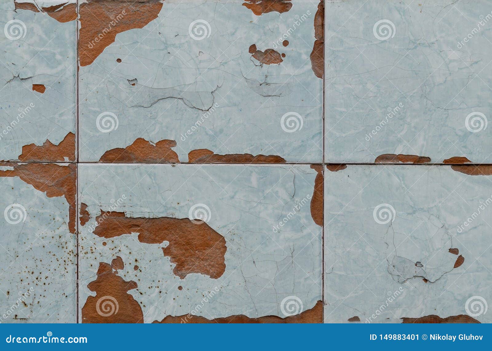 Old Light-colored Tile Chipped on the Wall. Stock Image - Image of ...