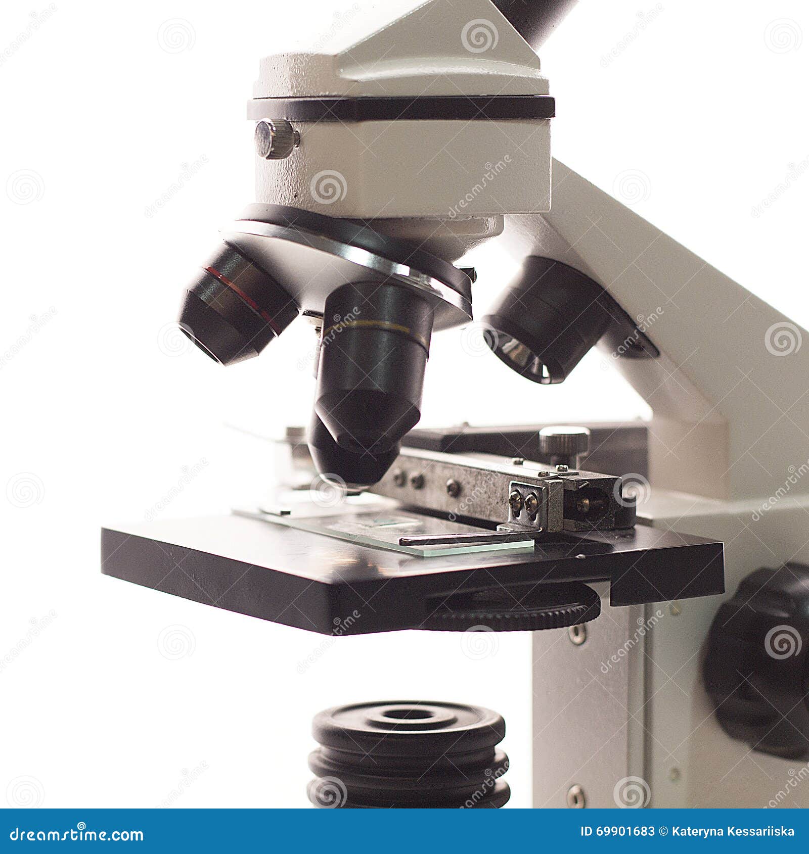 Old Light Microscope on a White Background Isolated Close Stock Image ...