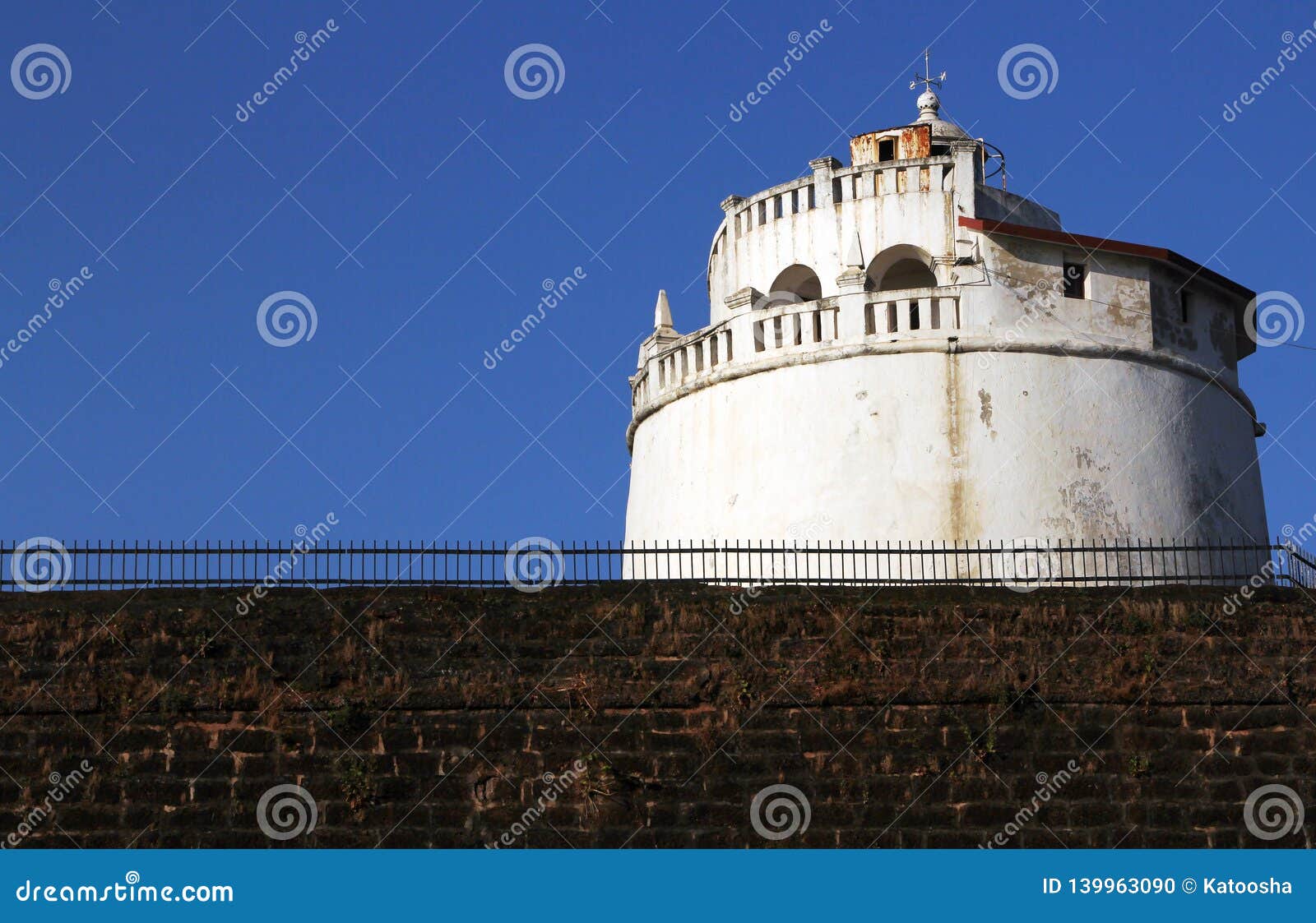 Old Lighthouse of Aguada Fort, Goa, India Stock Photo - Image of ...