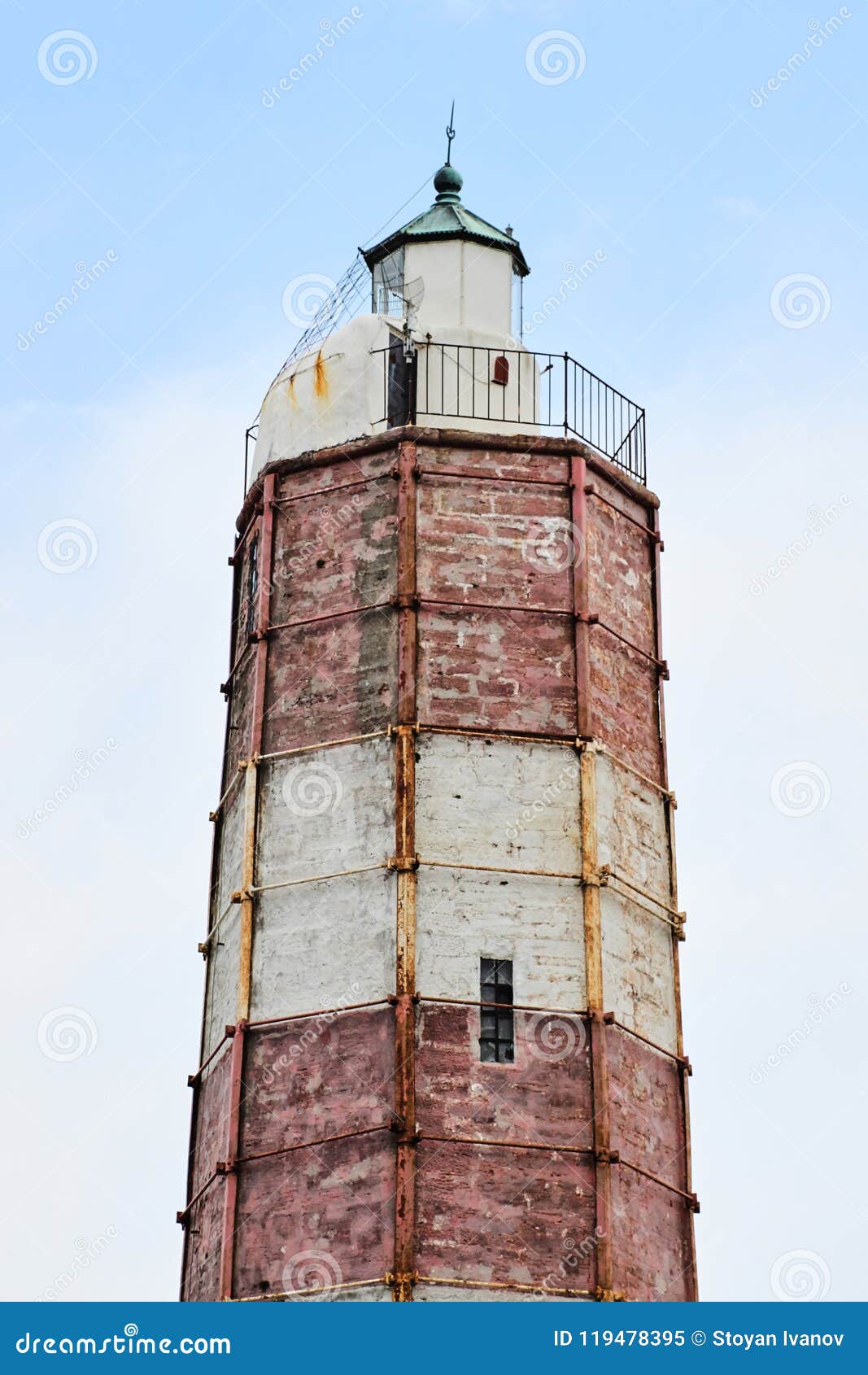 Old Rusty Lighthouse from Below Stock Image - Image of maritime ...