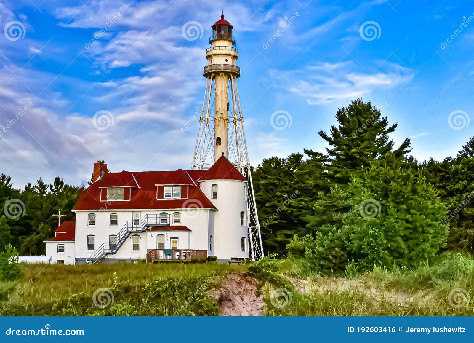 Old Lighthouse in Forest stock photo. Image of structure - 192603416