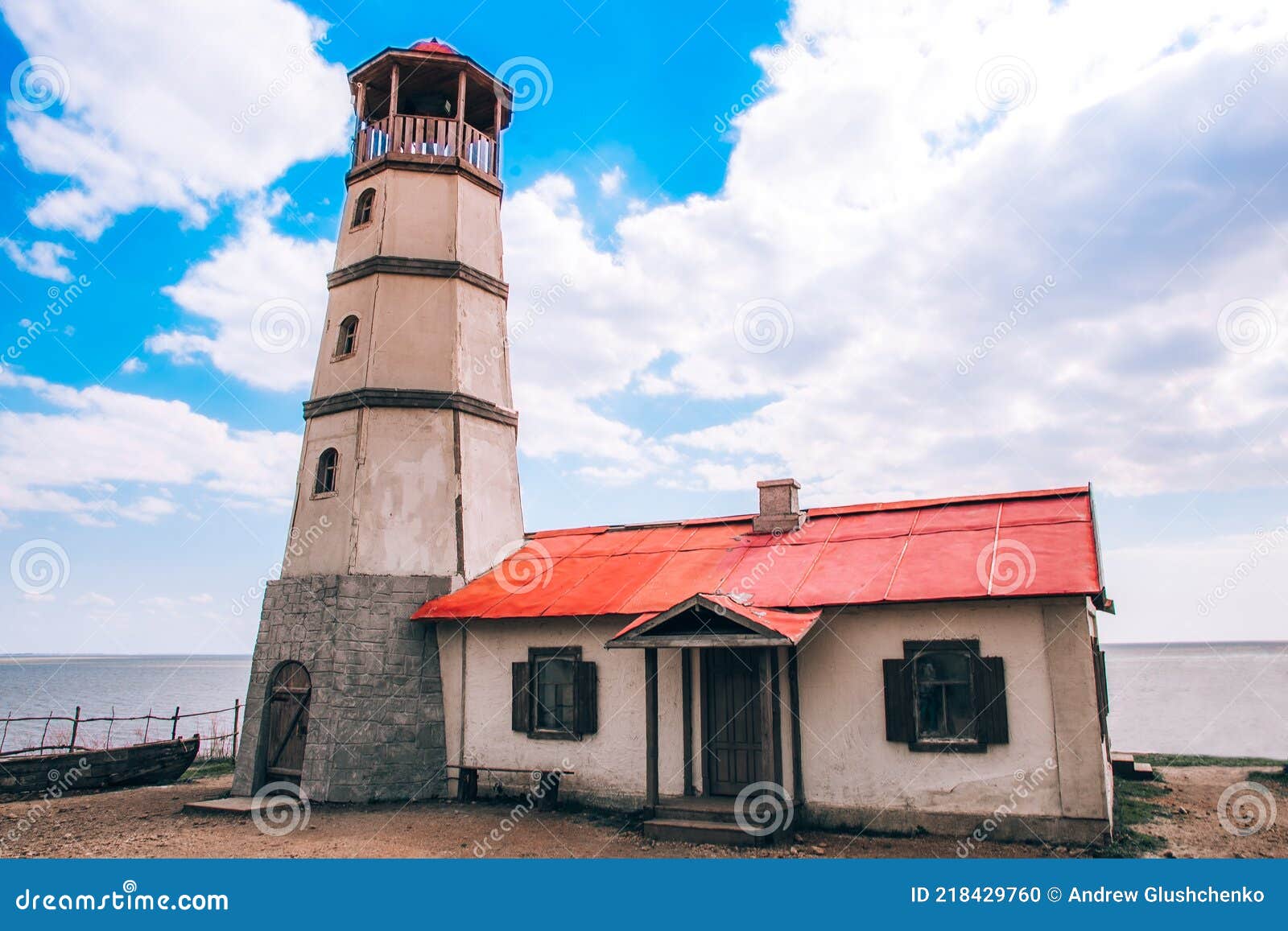 Lighthouse With Lighthouse House Royalty-Free Stock Photography ...