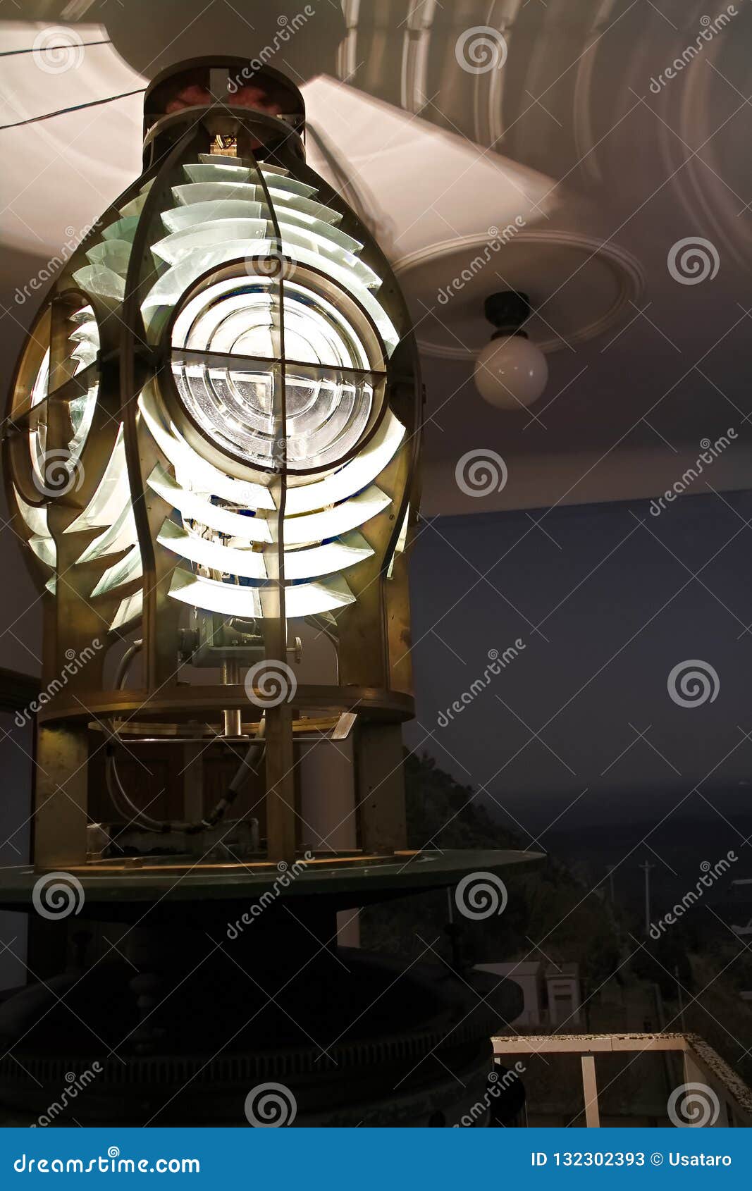 Old Lighthouse Lamp with Lens Stock Image - Image of optical, leading ...