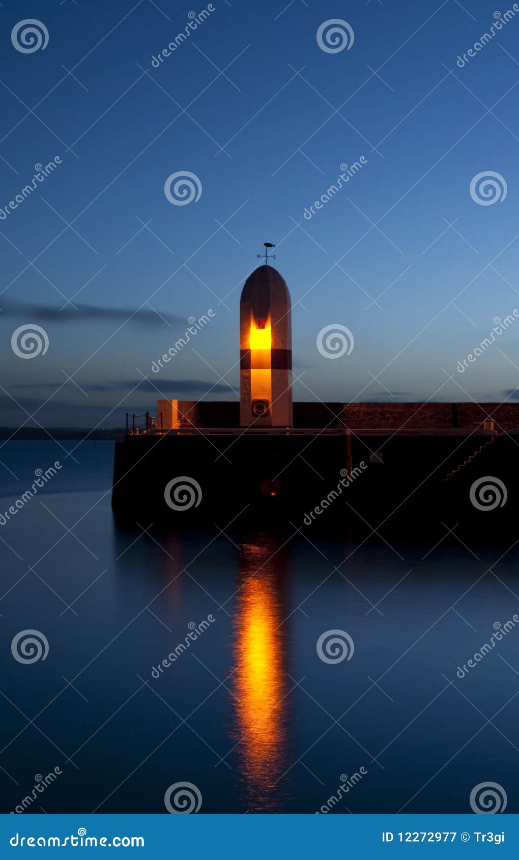 Old Lighthouse with Morning Sky and Calm Sea Stock Image - Image of ...