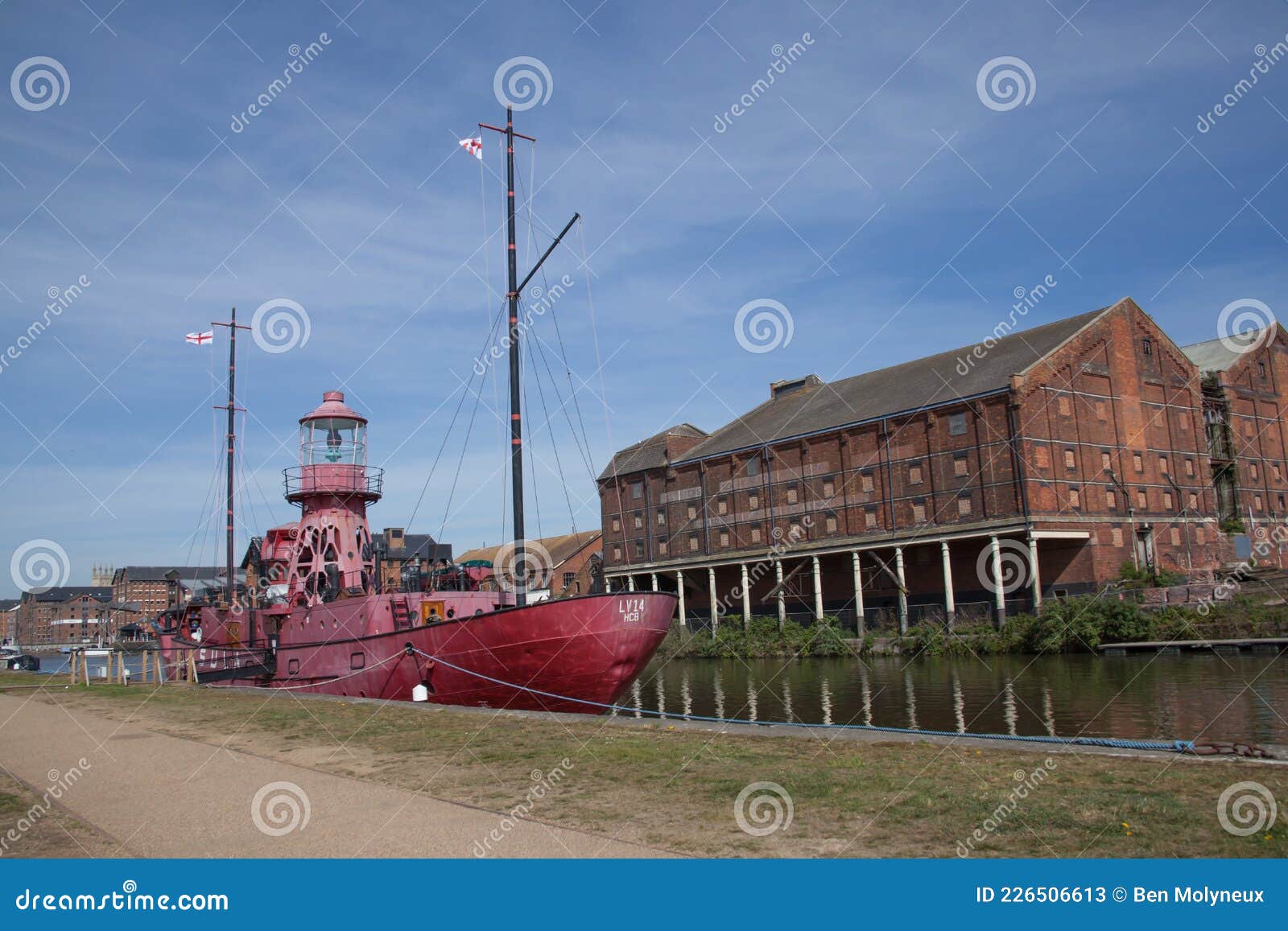An Old Lighthouse Ship Moored on the Severn River in Gloucester in the ...