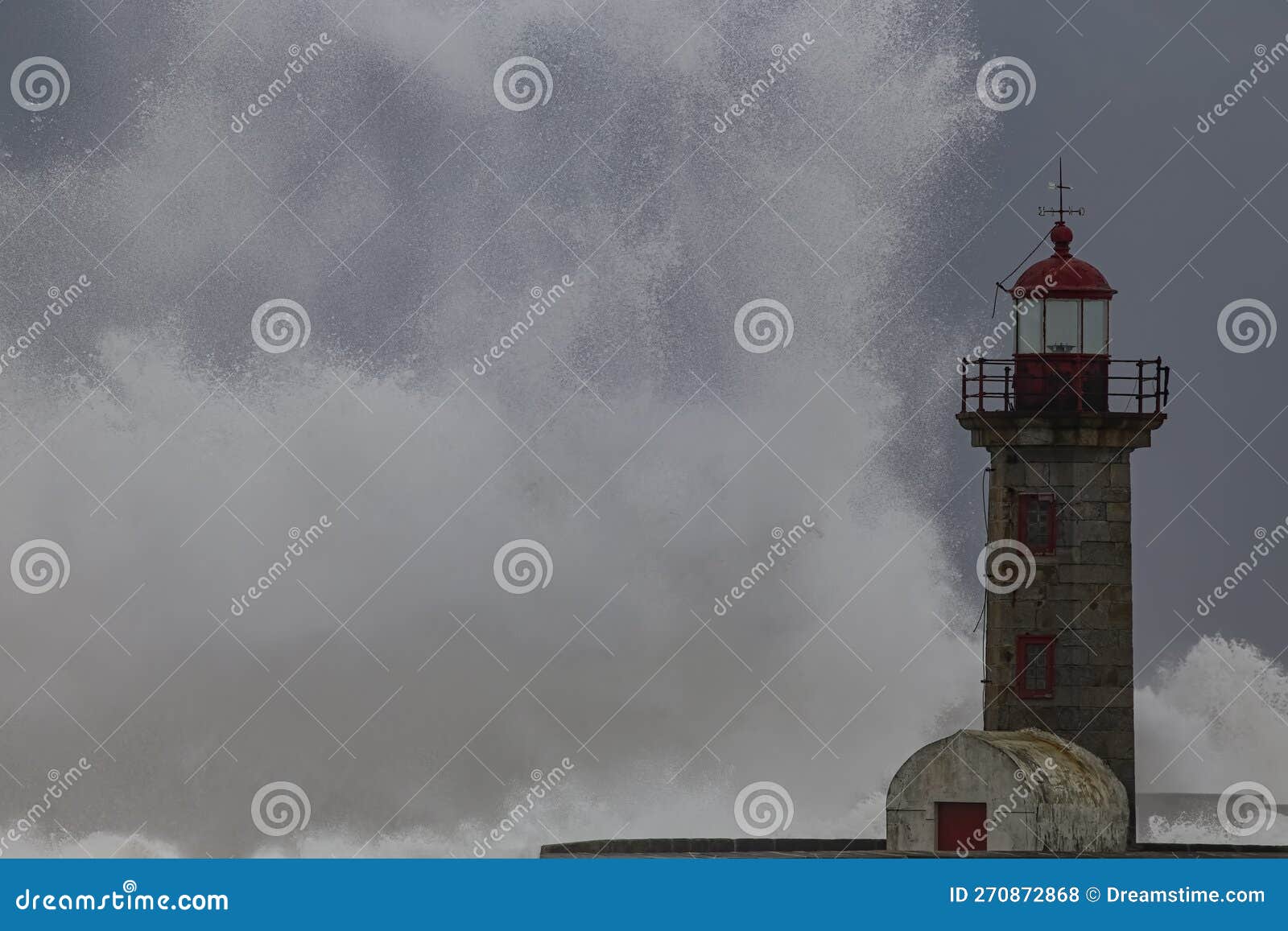 Old Lighthouse Under Heavy Storm Stock Photo - Image of portuguese ...