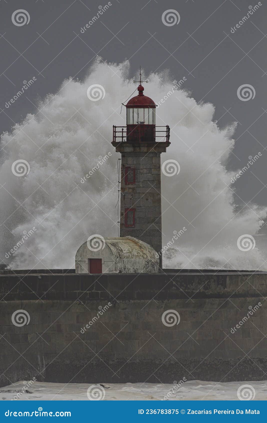 Old Lighthouse During Heavy Ocean Storm Stock Photography ...