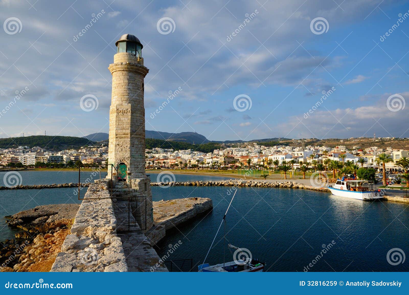 Old Lighthouse and View on City of Rethymno Stock Image - Image of view ...