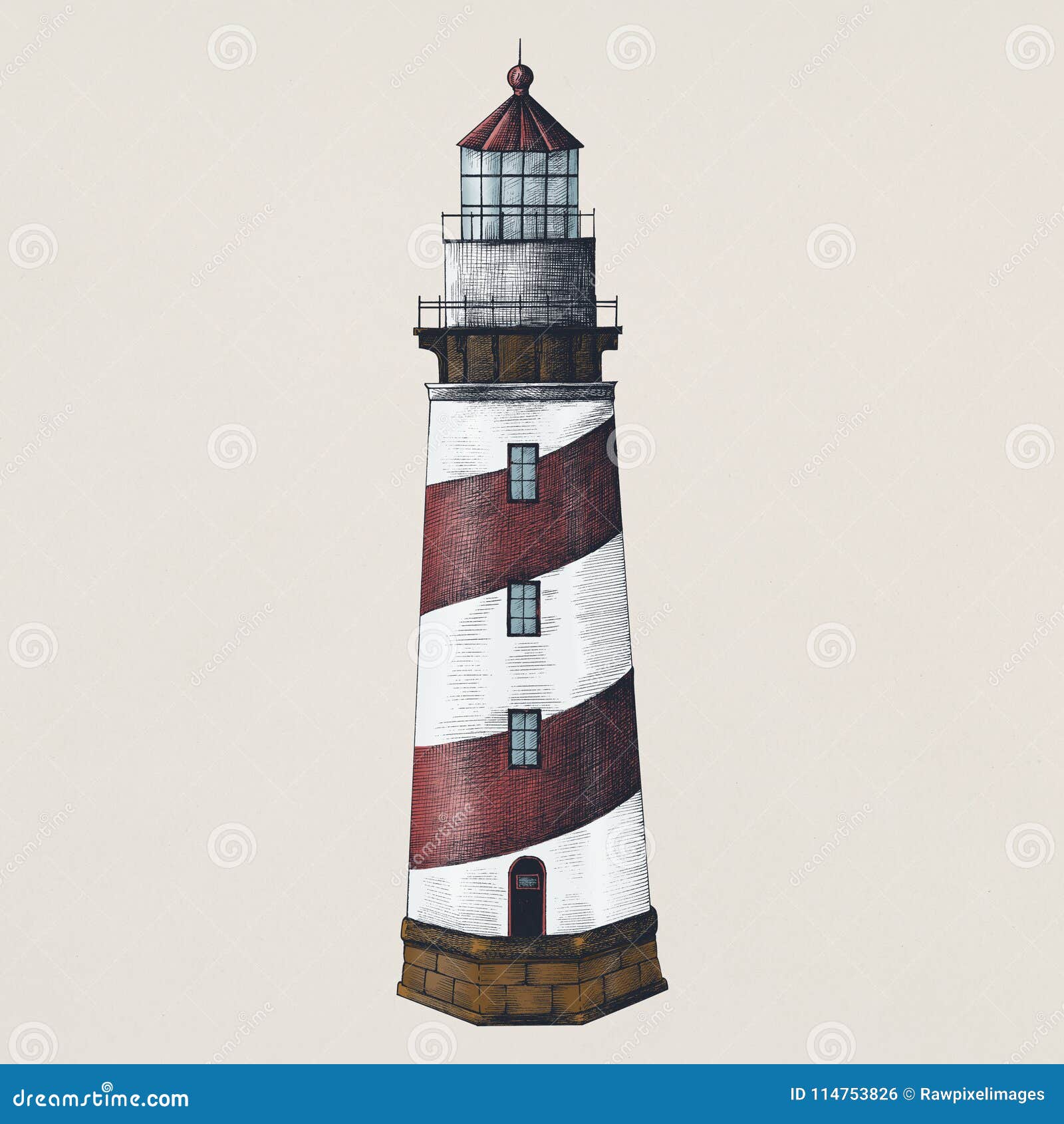 Old Lighthouse Vintage Style Illustration Stock Illustration ...