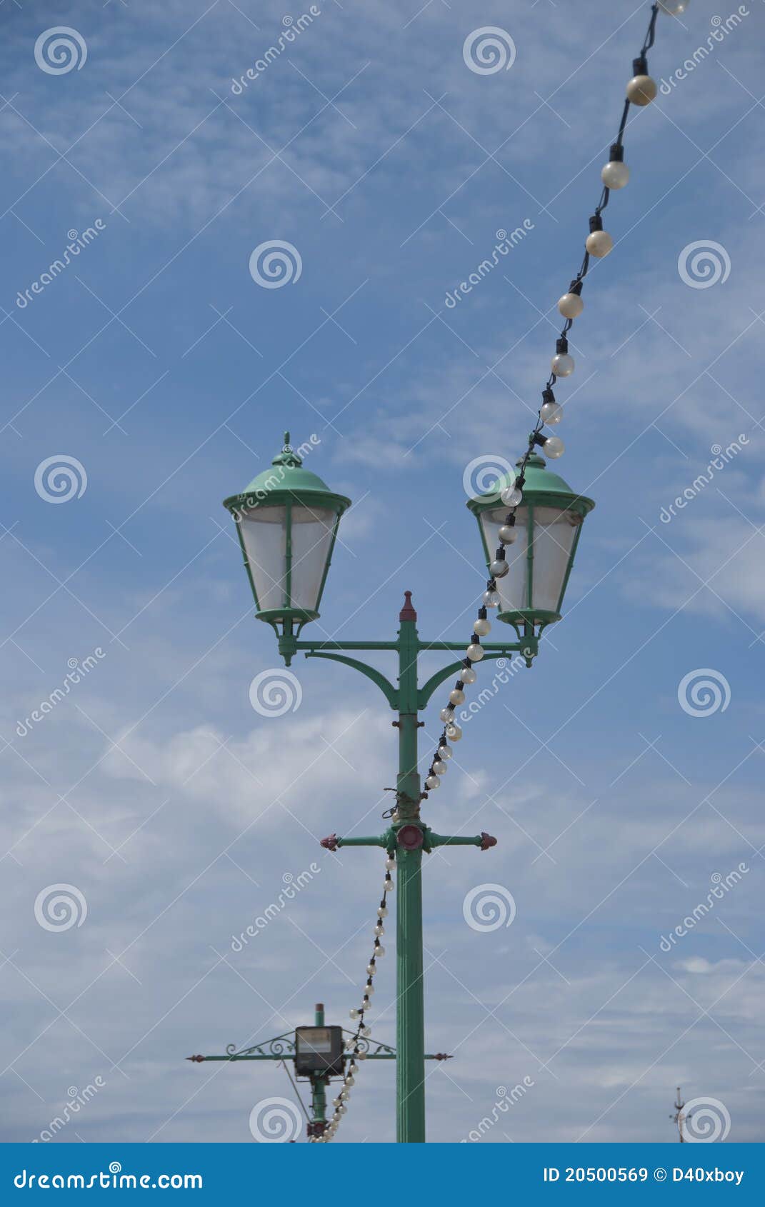 Old Lights on Victorian Pier Stock Image - Image of lamp, background ...