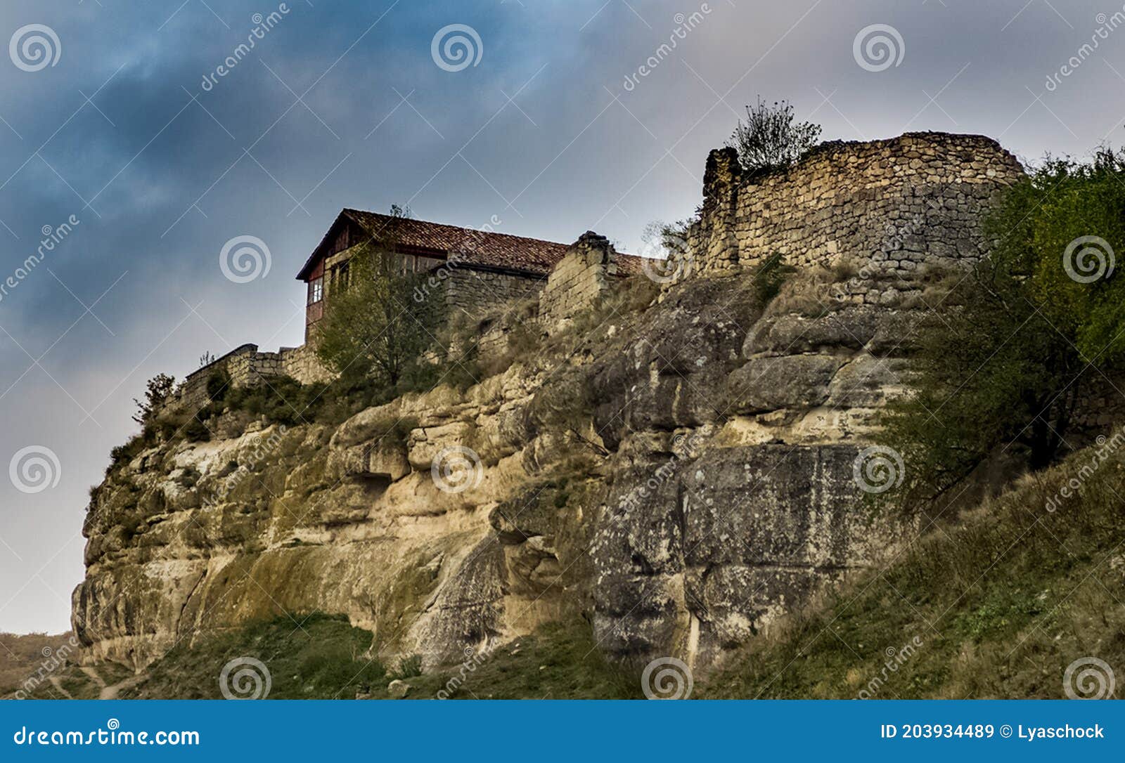 Old Limestone House on a Cliff on the Edge of a Cliff Stock Image ...