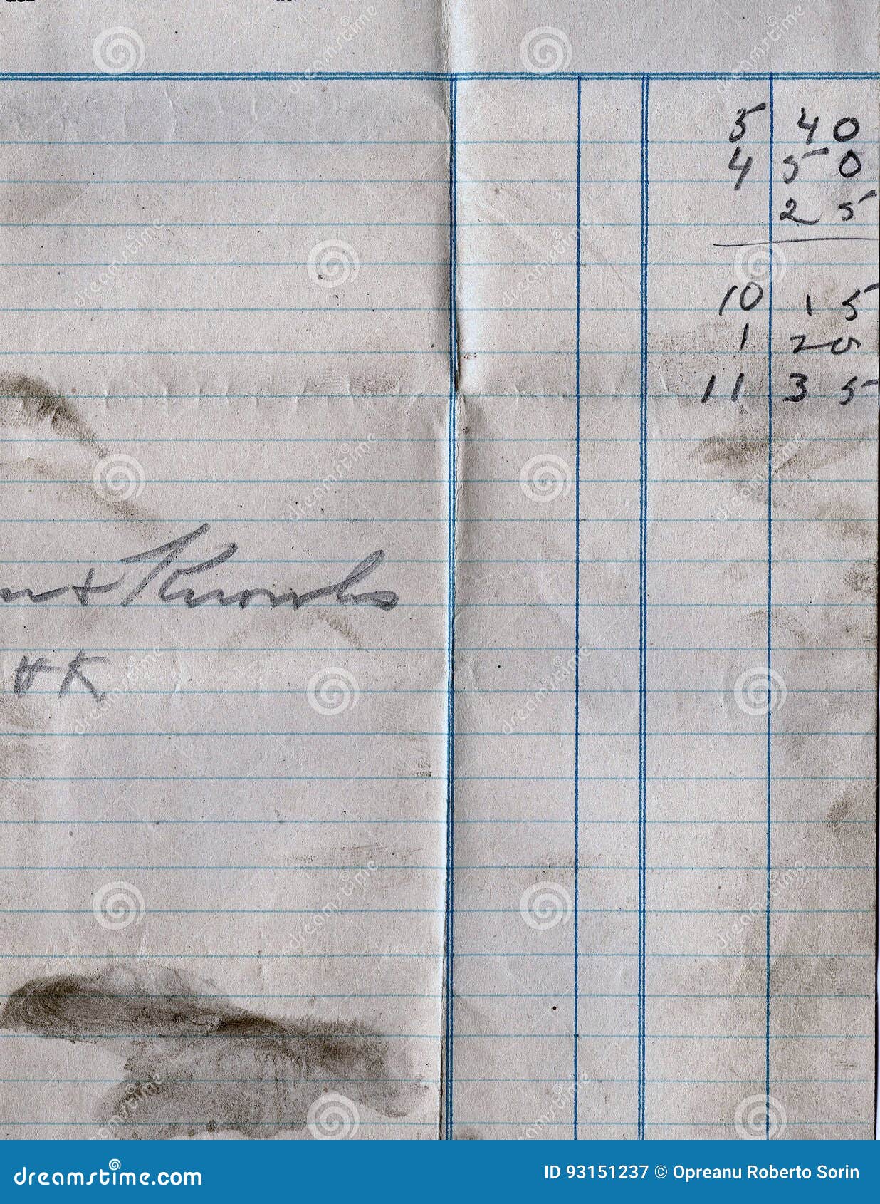 Old Lined Paper with Writing Stock Image - Image of antique, isolated ...