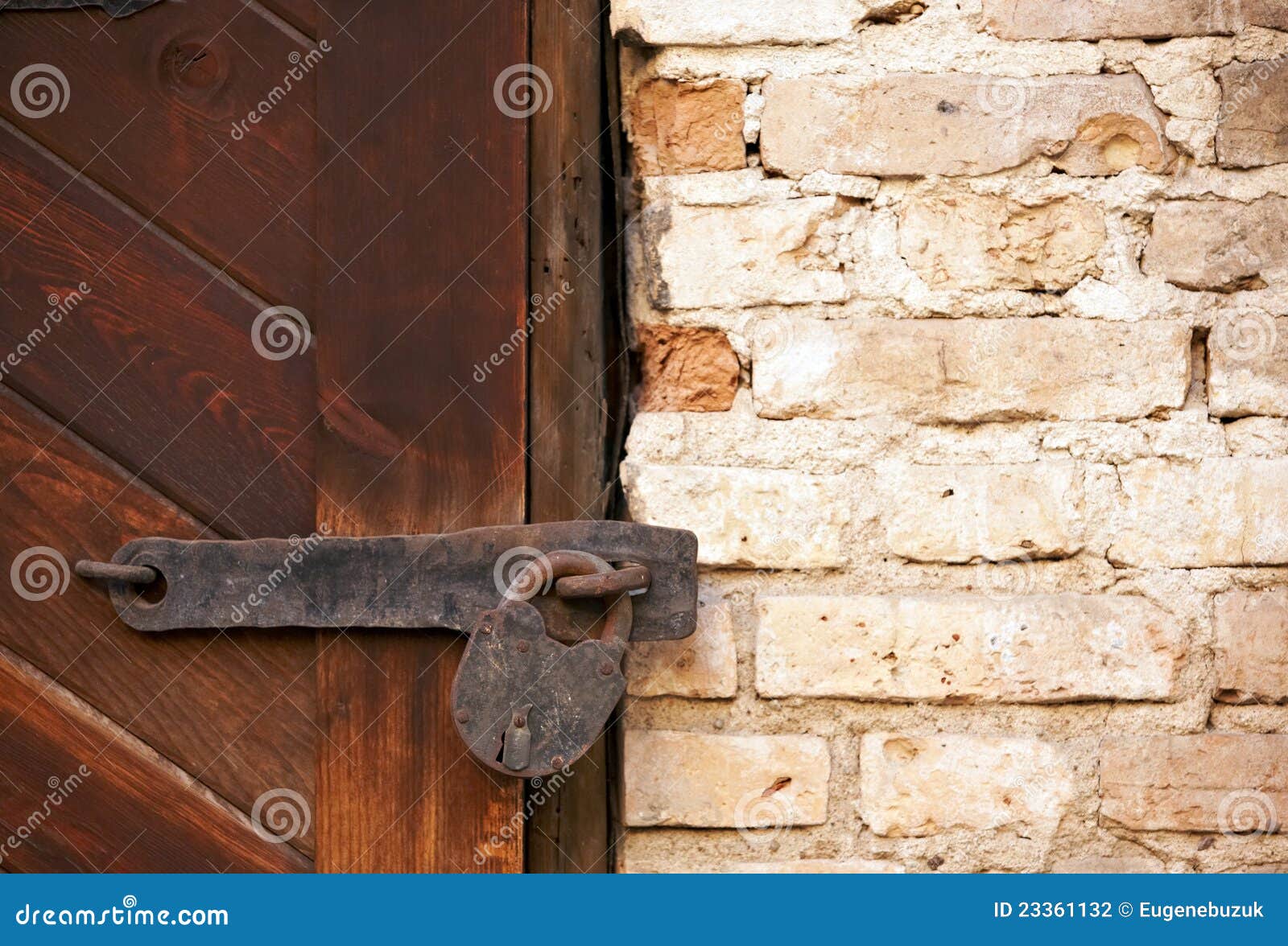 Old lock and bricks stock photo. Image of bronze, protection - 23361132