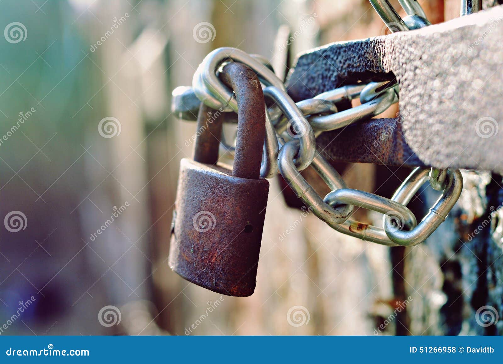 Old Lock with Chains with a Stylish Effect from the Sun Stock Photo ...