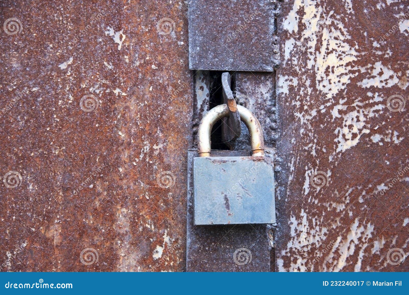 Old Rusty Garage Or Gate Lock Isolated On White Background. Royalty ...