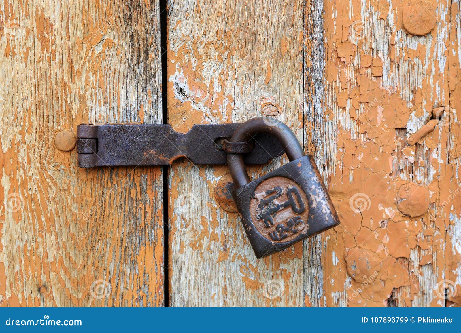 Old lock on door stock image. Image of dirty, brown - 107893799