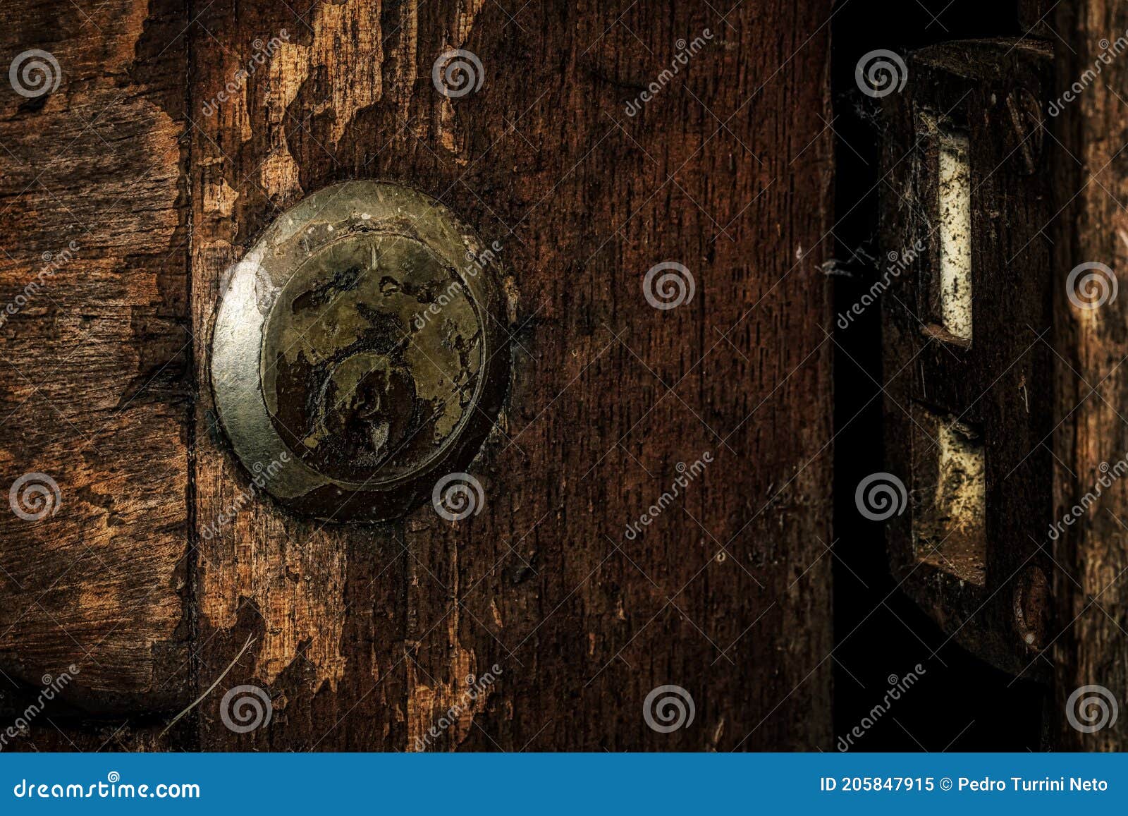 Old Lock on Half-open Wooden Door Stock Image - Image of aged, macro ...