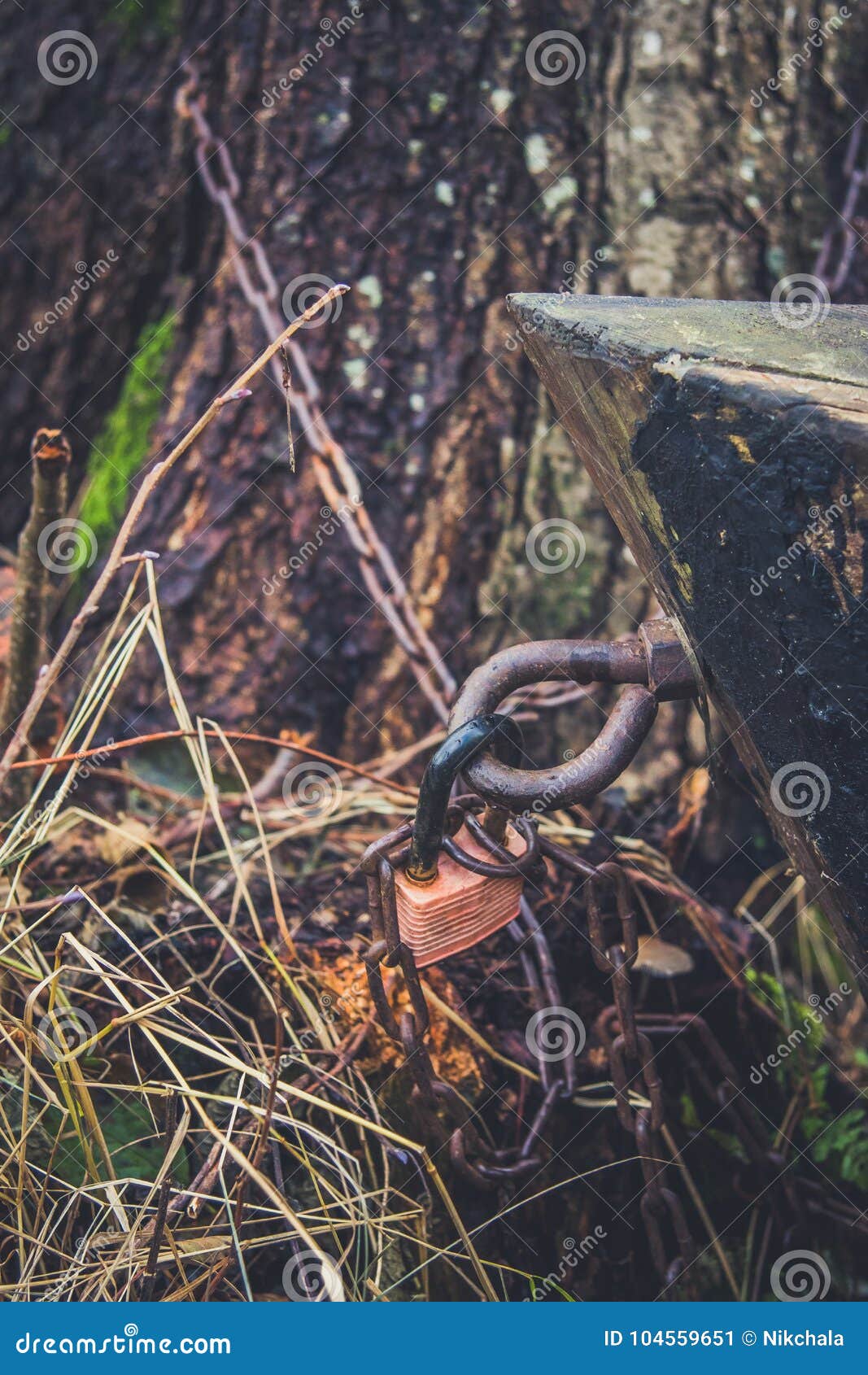 Old Lock and Rusty Chain on a Wooden Boat Stock Image - Image of rustic ...