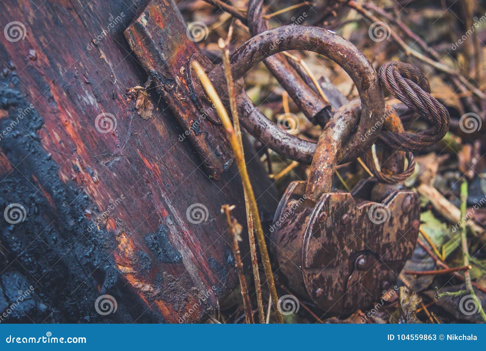 Old Lock and Rusty Chain on a Wooden Boat Stock Image - Image of safety ...