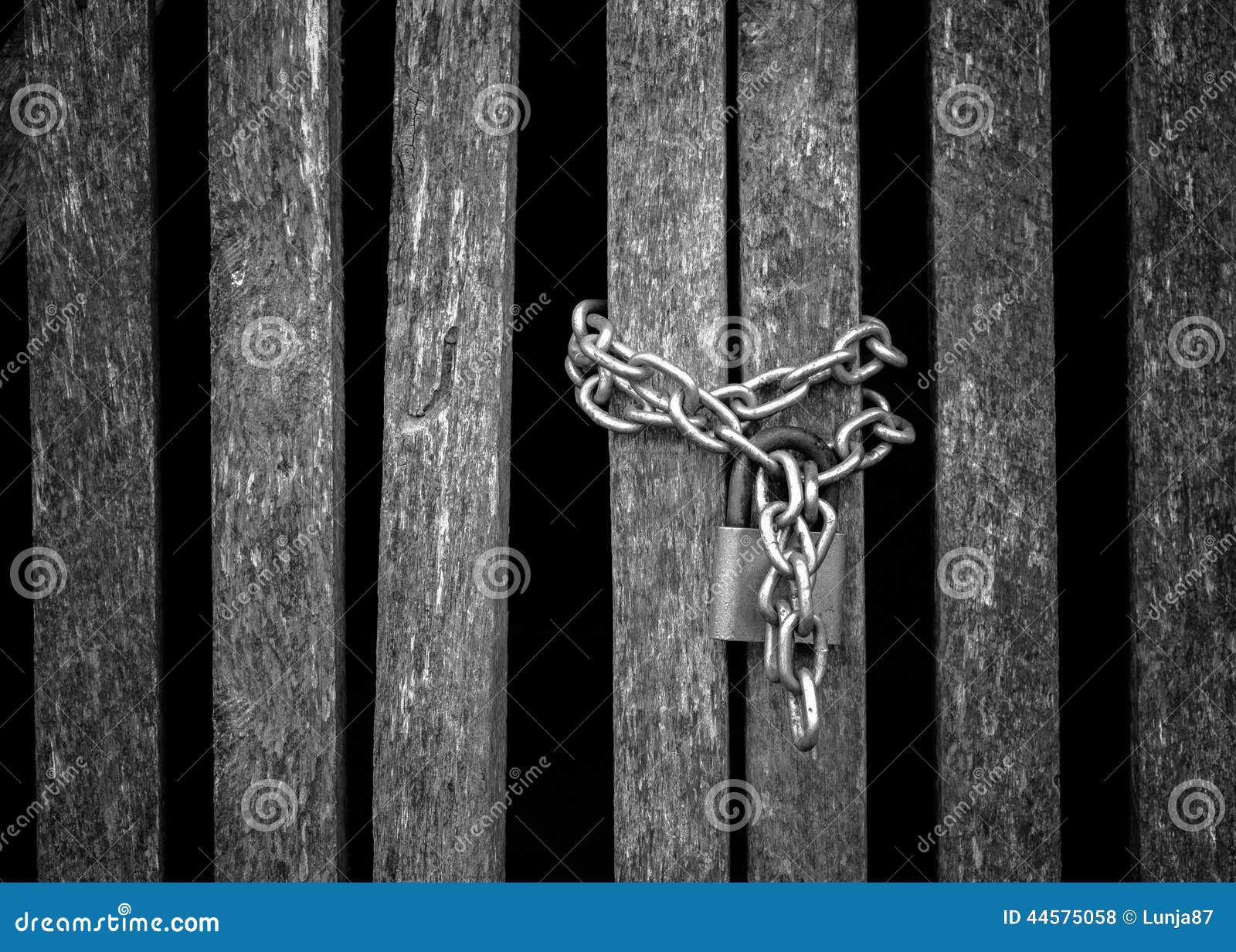 Old locked wooden gate stock photo. Image of open, entry - 44575058