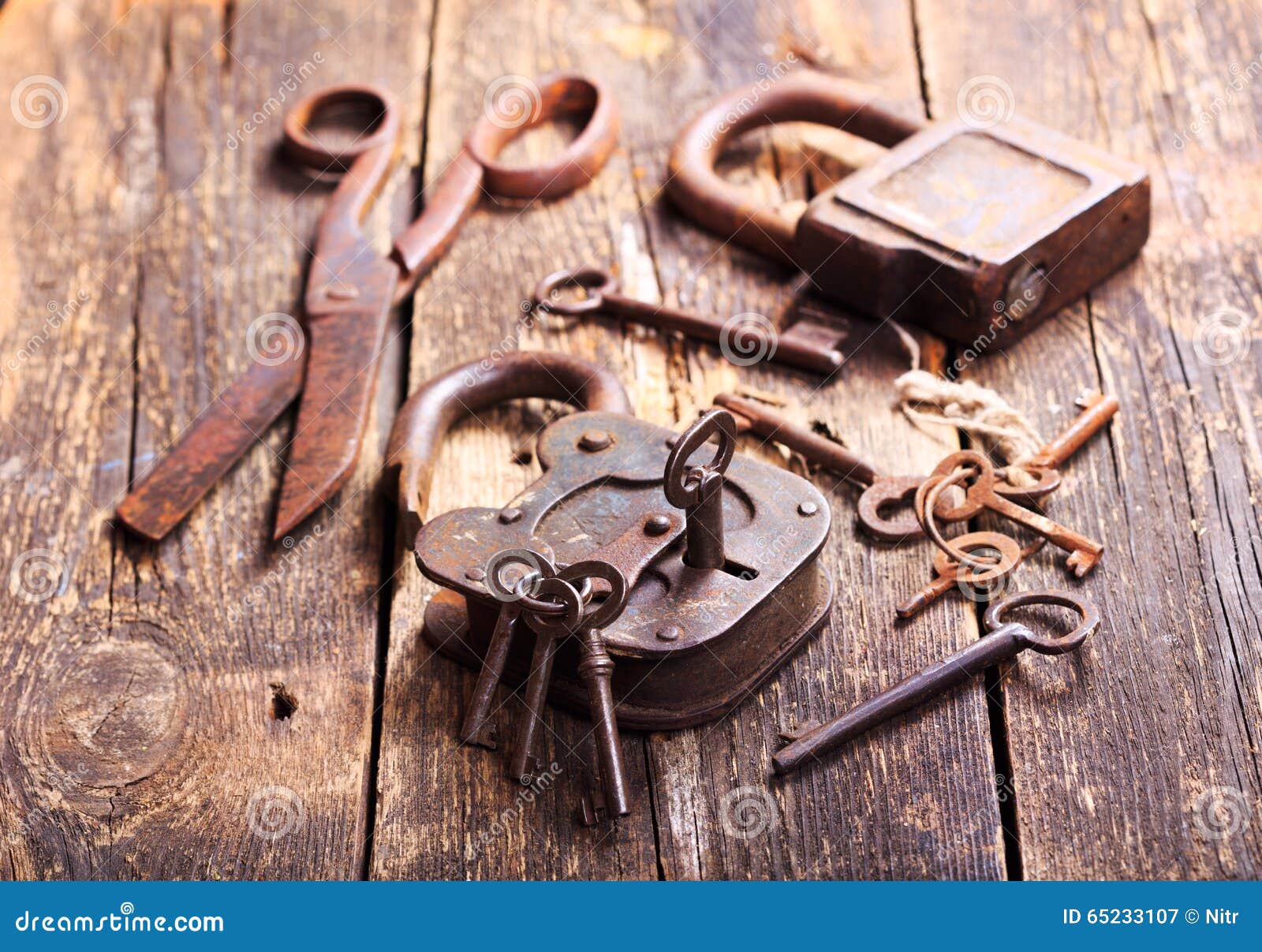 Old Locks and Keys on Wooden Table Stock Image - Image of life, antique ...