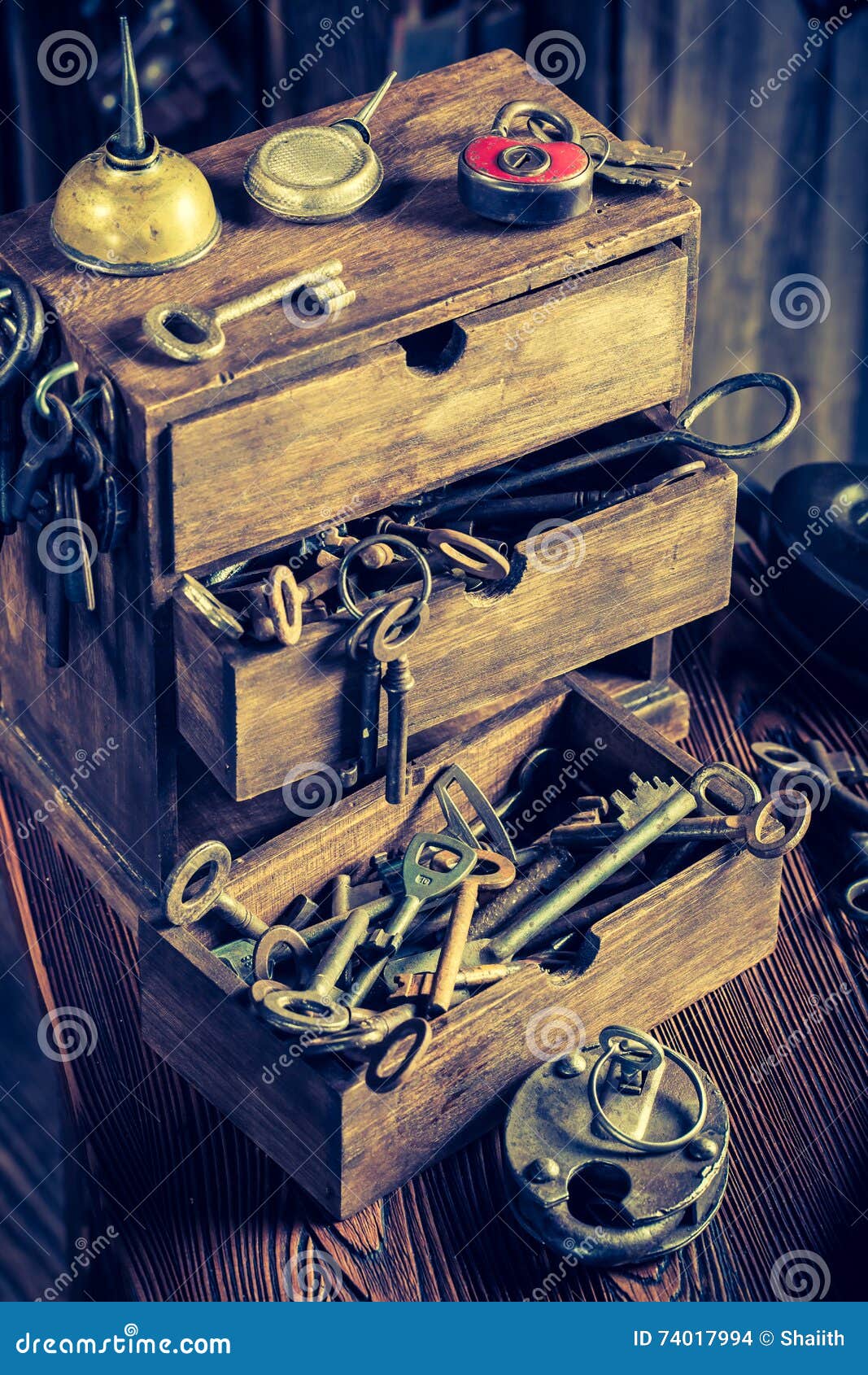 Old Locksmiths Workshop with Keys and Locks Stock Photo - Image of ...