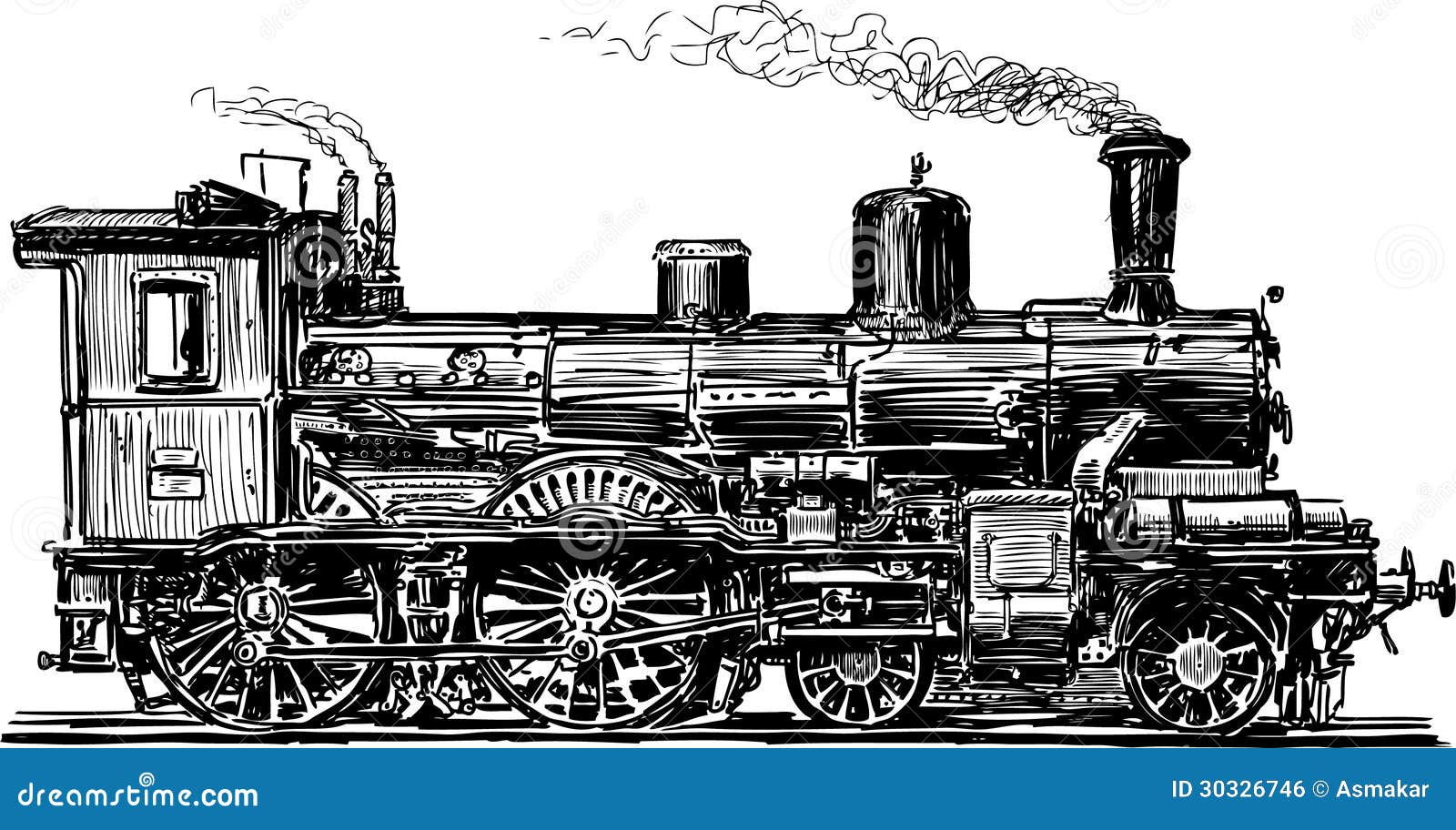 Steam Train Drawing Side View