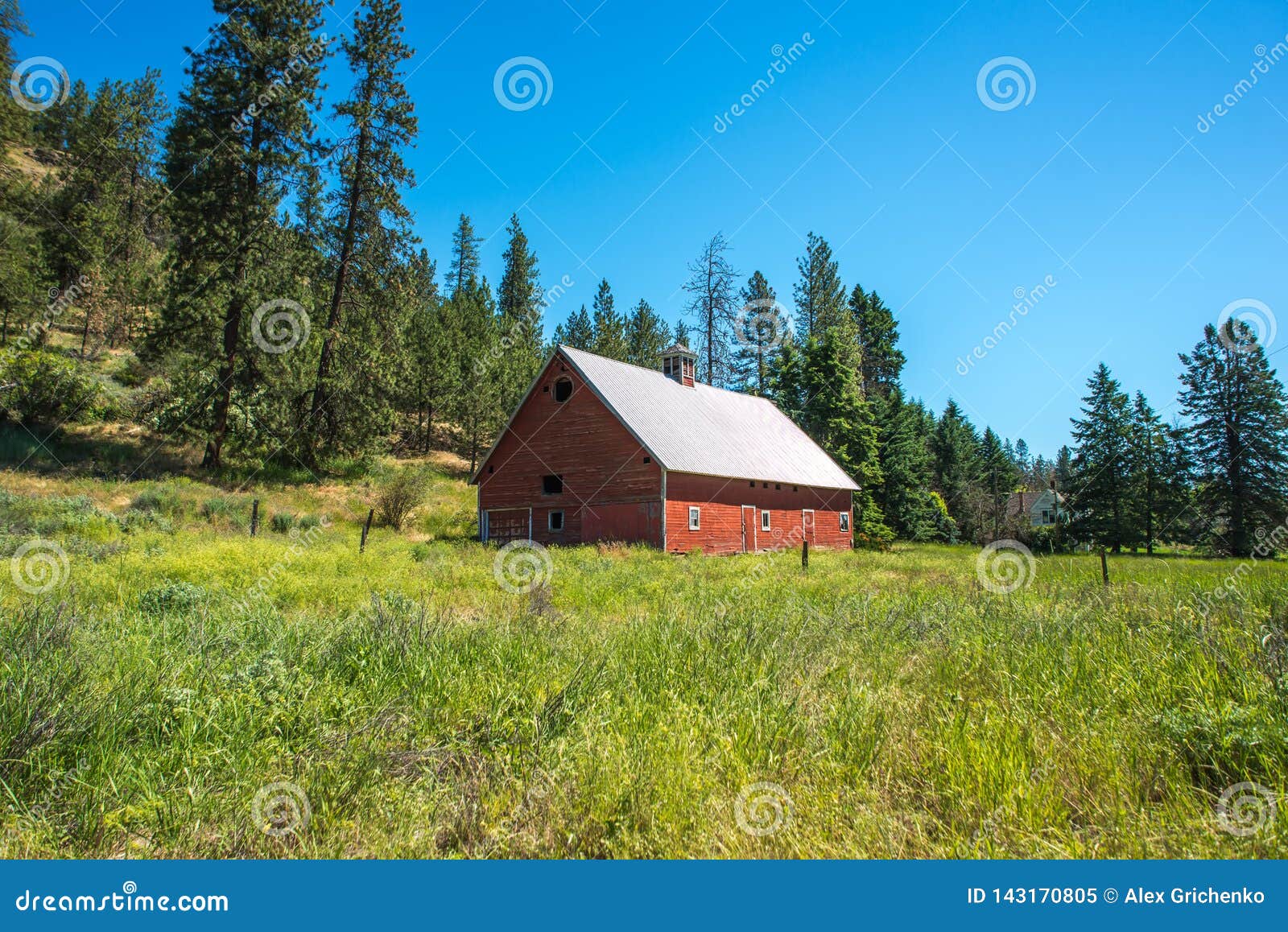 Old Log Cabin on Ranch in the Mountains Stock Image - Image of fence ...