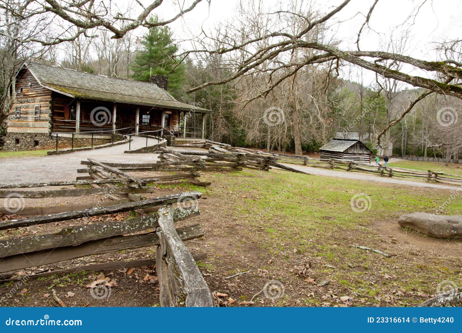 Old Log House with Split Rail Fence. Stock Photo - Image of parks, home ...