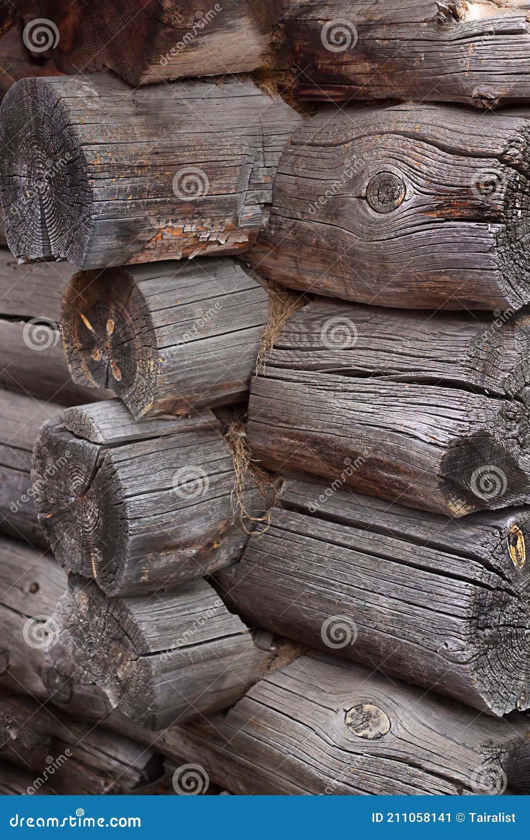 Old Log House Wall, Background Image Stock Image - Image of stand ...