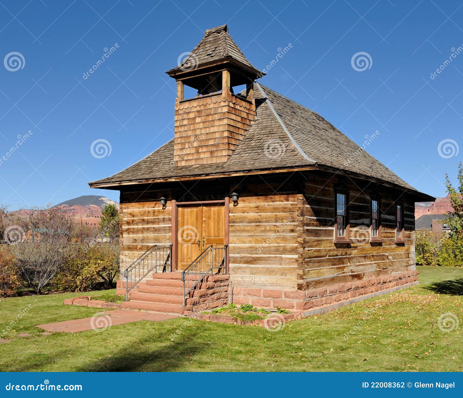 Old Log School and Church stock photo. Image of building - 22008362