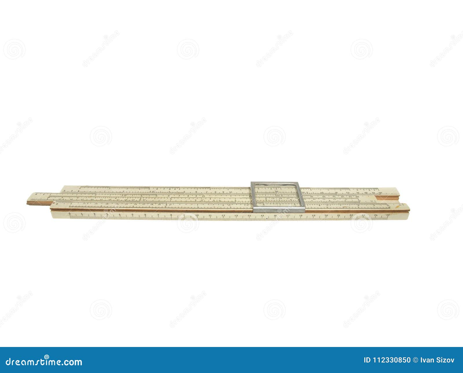 Old Logarithmic Ruler for Arithmetic Calculations Isolated on a Stock ...