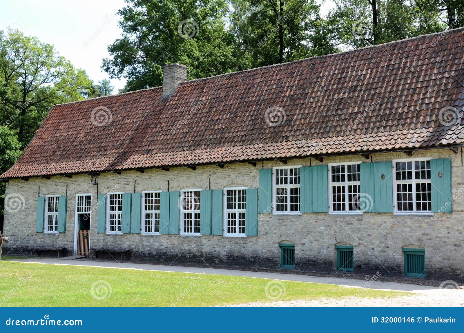 Old long house stock photo. Image of bricks, landscape - 32000146