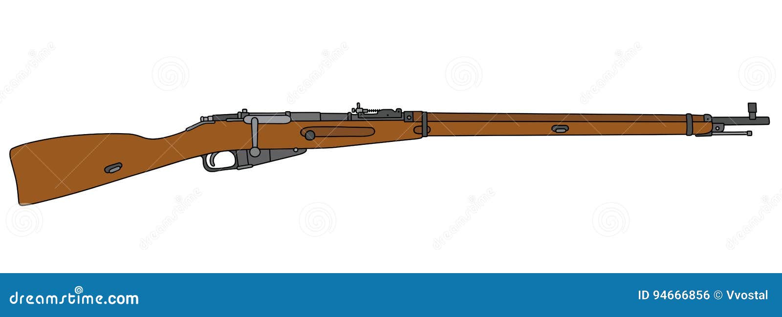 Old long military rifle stock vector. Illustration of drawing - 94666856